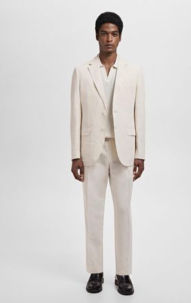 Mango Slim-Fit-Sakko aus Leinen-Lyocell ecru - Herren - 46 - MANGO MAN