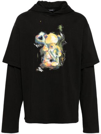 We11done hoodie superpos&eacute; &agrave; motif ourson - Noir