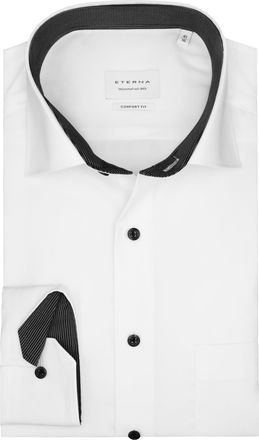 Eterna Herren Langarm Hemd Wei&szlig; Comfort Fit | 100% Baumwolle Patch Kentkragen Gr. 41
