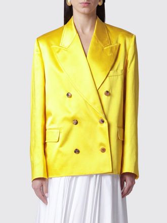 Dries Van Noten Blazer crois&eacute; en m&eacute;lange de coton &agrave; revers en pointe