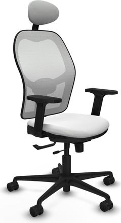 Piqueras y Crespo B&uuml;rostuhl aus wei&szlig;em Netzgewebe mit 2D-Armen, h&ouml;henverstellbare Lendenwirbelst&uuml;tze und festes Kopfteil, ausgestattet mit Syncro/Traslack und injiziert