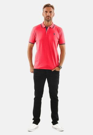 U.S.Polo Association Poloshirt USKayle - Classic Fit kurzarm mit Logo-Stickerei Mit Flachstrick-Kragen, Knopfleiste und elastischer Baumwollmischung