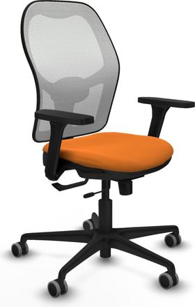 Piqueras y Crespo Jorquera Lendenwirbelsessel mit 3D-Armlehnen, ausgestattet mit Syncro/Traslack und injiziertem Schaumstoff, Rollen 65 mm, Parkett, Wei&szlig;/Orange