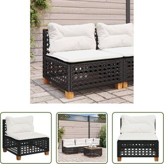 vidaXL Gartenm&ouml;bel - Gartensofa ohne Armlehnen mit Kissen Schwarz Poly Rattan