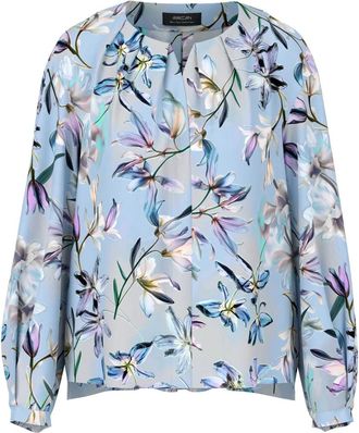 Marc Cain Femme, Blouses et Chemises, Bleu, Taille: 44 FR Bluse mit Allover-Lilienprint