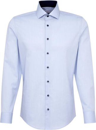Seidensticker Herren Slim Fit Langarm Popeline Hemd, hellblau, 41
