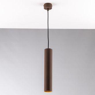 Luce-Ambiente-Design Fluke Cylindrical Metal Suspension in Bronze 30 Cm