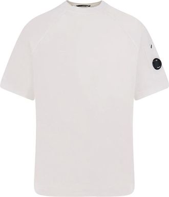 C.P. Company C.p. Company, Homme, Tops, Blanc, Taille: S T-Shirt Logo Col Rond