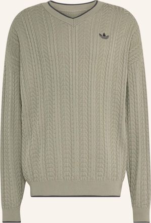 adidas Originals Adidas Originals Pullover, Gestrickt, V-Ausschnitt, Zopfmuster gruen