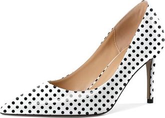 EDEFS Escarpins El&eacute;gants pour Femmes Talons Aiguilles de 3 Pouces &agrave; Enfiler Bout Pointu Talon Haut Chic Toute la Journ&eacute;e Polka Dot EU38