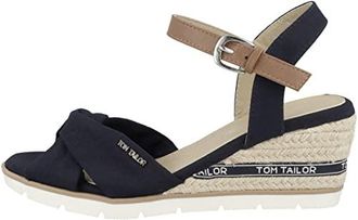 Tom Tailor Sandales compens&eacute;es pour femme 5390407, bleu marine, 37 EU