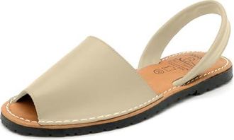 Avarcashop Sandales Menorquina pour femme en cuir v&eacute;ritable - Semelle int&eacute;rieure rembourr&eacute;e, beige, 38 EU