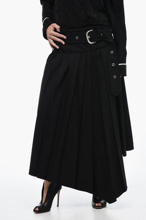 Off-white Asymmetric Pleated Skirt with Belt Off-White