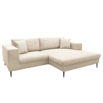 Loftscape home24 Ecksofa Samar Beige Cordstoff Leanca 244 x 83 x 173cm Longchair davorstehend rechts Landhaus