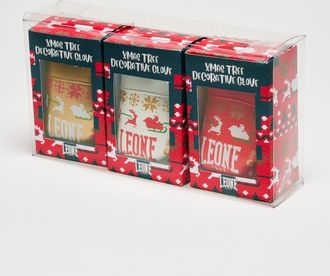 LEONE 1947 Set 3 Mini-Handschuhe Xmas Christbaumschmuck Gold-rot-weiß KIT23X