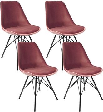Kick Collection 4er Set Esszimmerst&uuml;hl Velvet - Samt - Rosa - Modern und Hochwertig - Samtstoff und Metall - Erh&auml;ltlich in vielen Farben