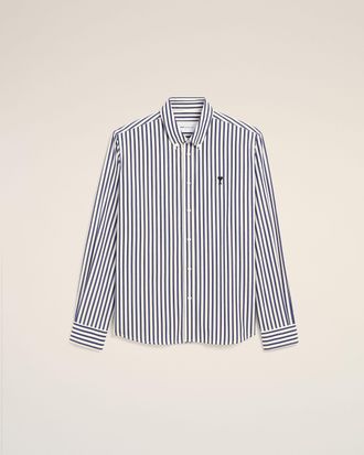 Ami Ami Paris - Chemise ray&eacute;e bleue en coton Ami de Coeur Blanc - Taille : XXL - Unisex