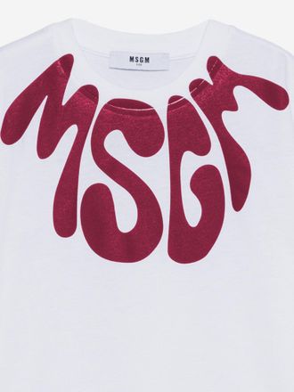 Msgm Logo-Print Cotton T-Shirt - White