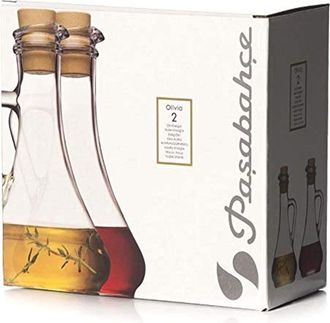 Pasabahce 80108-2er Set Öl & Essigflasche mit Kunststoffkorken Olivia Toskana, Essigkännchen & Ölkännchen, 2er Set