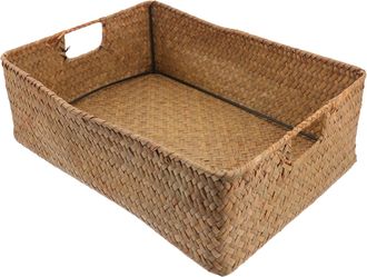 PartyKindom Handgewebter Rechteckiger Seegras Aufbewahrungskorb Xl Natürliches Material Vielseitiger Organizer Für Wohnzimmer Küche Schlafzimmer Robust Und Platzs