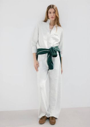 Mango Sweat-shirt col montant zipp&eacute; gris - Femme - S - MANGO