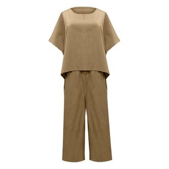 Generic Ensemble de v&ecirc;tements de d&eacute;tente pour femme en mousseline color&eacute;e d&eacute;t&eacute; d&eacute;contract&eacute; col rond imprim&eacute; deux costumes pour femmes 2 tenues d&eacute;t&eacute; tenue de v