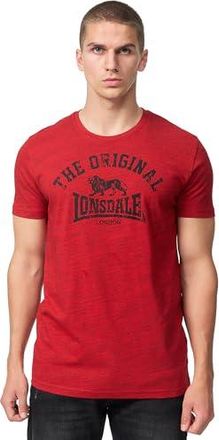 Lonsdale T-Shirt &agrave; Manches Longues pour Homme Coupe Droite, Rouge Marine/Noir, XXXL