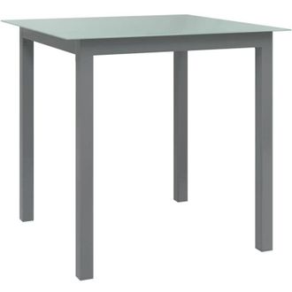 vidaXL Gartentisch Hellgrau 80x80x74 cm Aluminium und Glas - Vidaxl