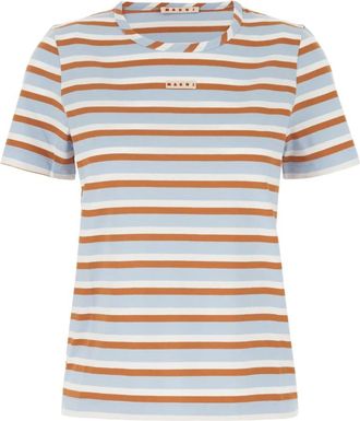 Marni Femme, Tops, Multicolore, Taille: 40 FR Striped Logo T-shirt