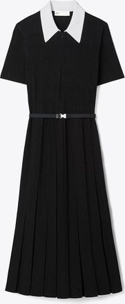 Tory Burch T Monogram Pointelle Pleated Dress