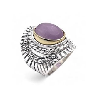 Jalan Jalan Rosa Kunzit Silberring - - Accessories - Damen - Lila - 56 MM