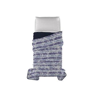 Italian Bed Linen Fantasy Bedruckte Sommer-Steppdecke, Mikrofaser, Jeans Stripes, 170 x 270 cm
