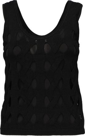 Pinko &Auml;rmelloser Pullover Rundhalsausschnitt Logo - - Tops - Damen - Schwarzk - S