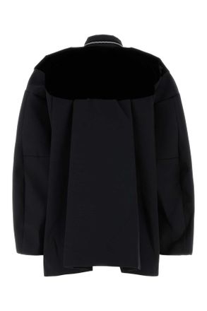 sacai Womens Black Grosgrain Oversize Jacket Giubbini