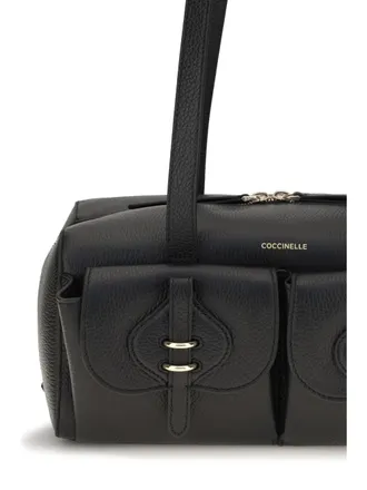 Coccinelle Womens Shoulder Bag Mavery Black Calf Leather