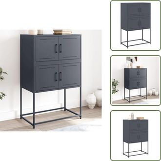 vidaXL Sideboard Anthrazit 68,5x38,5x107 cm Stahl - Industrielles Sideboard - Sideboard Metall - Sideboard Anthrazit - Schreibtisch Sideboard
