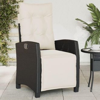 vidaXL Gartensessel mit Fu&szlig;teil Verstellbar Schwarz Poly Rattan - Vidaxl