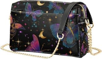 Mnsruu Sacs à bandoulière pour femme, sac à main en cuir coloré et croissant de papillon