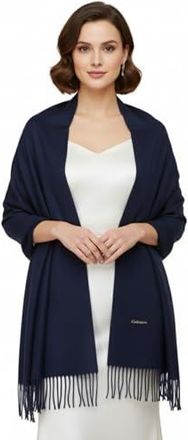 Janisramone Ch&acirc;le pashmina pour femme, &eacute;charpe en cachemire &agrave; ourlet &agrave; franges doux, longue &eacute;tole dhiver l&eacute;g&egrave;re pour mariage et soir&eacute;e, 180 x 70 cm, bleu marine, 