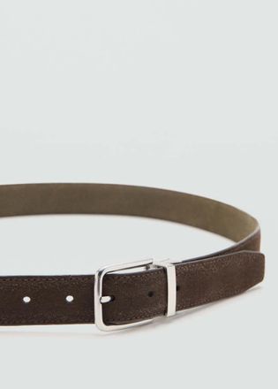 Mango Ceinture cuir boucle marron - Homme - 100 - MANGO MAN