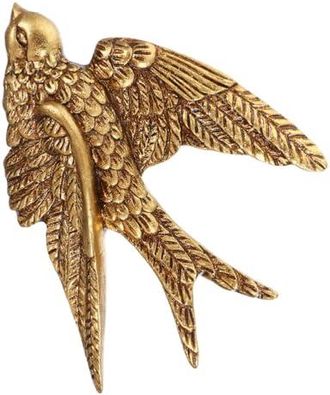 DOITOOL Décoration murale Oiseau Sculpture murale en résine rétro hirondelles dorées Décoration murale Bureau Jardin Clôture mur Porte dentrée Salon Chambre R