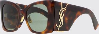 Saint Laurent Lunettes de soleil ail-de-chat en ac&eacute;tate &eacute;caille de tortue avec logo YSL