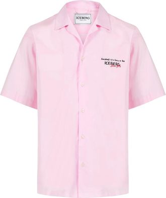 Iceberg Homme, Chemises, Rose, Taille: XL Chemise Popeline &agrave; Manches Courtes