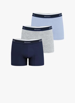 Eminence Lot de 3 boxers unis en coton m&eacute;lang&eacute;