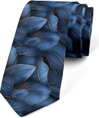 Generic Cravate DAffaires Feuilles Noires, Bleues Et Jaunes Fine Necktie Tendance Cravate Pour F&ecirc;te Mariage &Eacute;v&eacute;nements