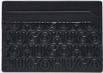 HUGO BOSS HUGO - RED - Ethon - Porte-cartes en cuir avec logo estamp&eacute; - Noir