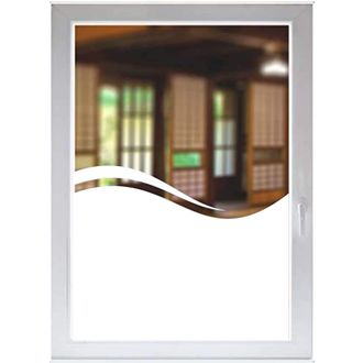 Indigos UG Dekorfolie - wei&szlig; - Meer Sichtschutzfolie Woge Fensterbild Ozean Glasdekorfolie - Welle satiniert Blickdicht - 1400mm breit - 1000 mm hoch - Dekoratio