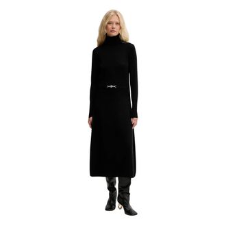 Fracomina Robe Mi-longue en M&eacute;lange de Laine - Femme - Robes - Noir - Taille: 36 FR