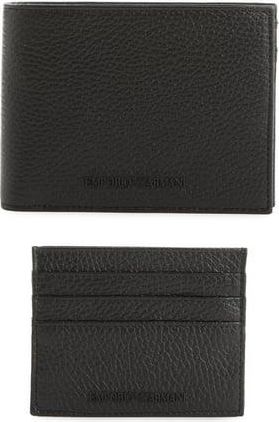 Emporio Armani Set portefeuille et porte-cartes en cuir