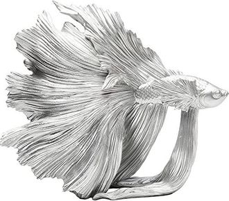 Kare Design Figurine d&eacute;corative Design Betta Fish, argent&eacute;e, Faite &agrave; la Main, Petit Objet de d&eacute;coration, Motif Poisson, pour Salon, 37 x 34 x 14 cm (H x l x P)